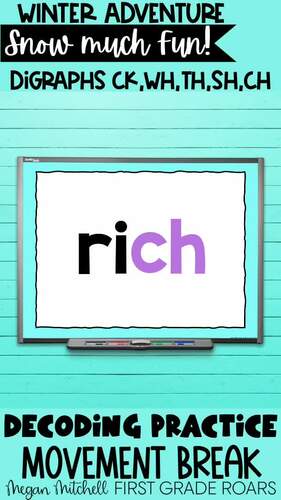 Digraphs CK SH CH TH & WH Decoding Fluency Snow Winter Adventure ...