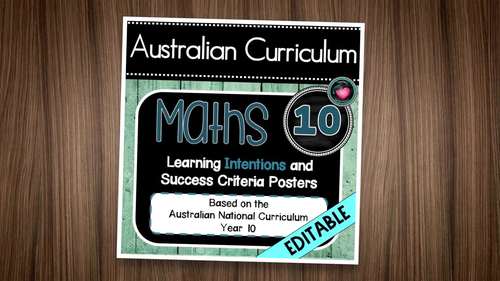 YEAR 10 MATHS Learning INTENTIONS/GOALS Posters & Success Criteria EDITABLE