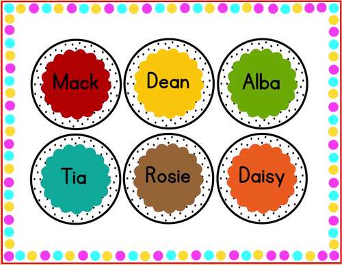 Round Spotty Autumn Student Name Labels, Fall Name Plates, Name Signs