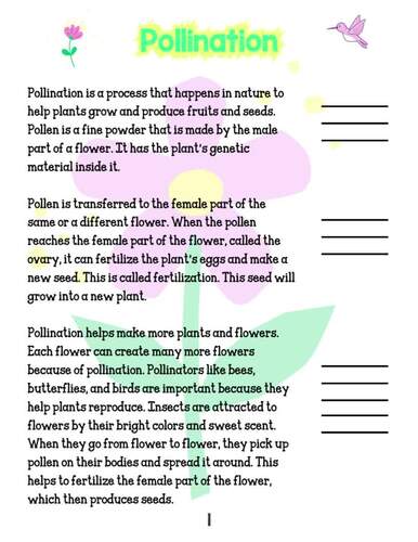 Pollination 3-6 | Multiple Choice | Matching | Writing | Close Reading ...
