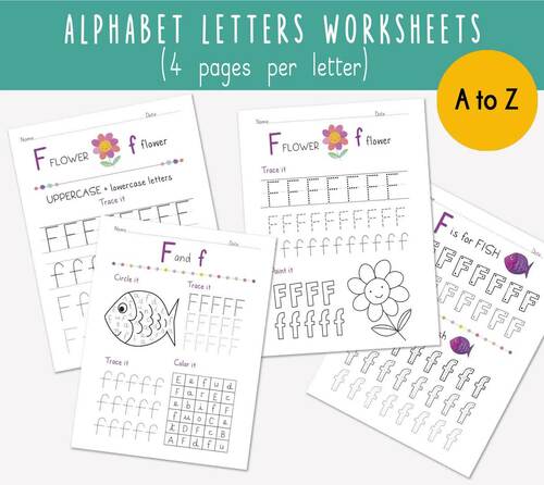 Bundle of 104 pages fun Alphabet tracing Worksheets uppercase ...