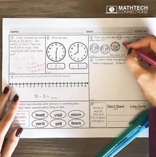2nd Grade Daily Morning Work Packets, Math & Grammar Spiral Review ...