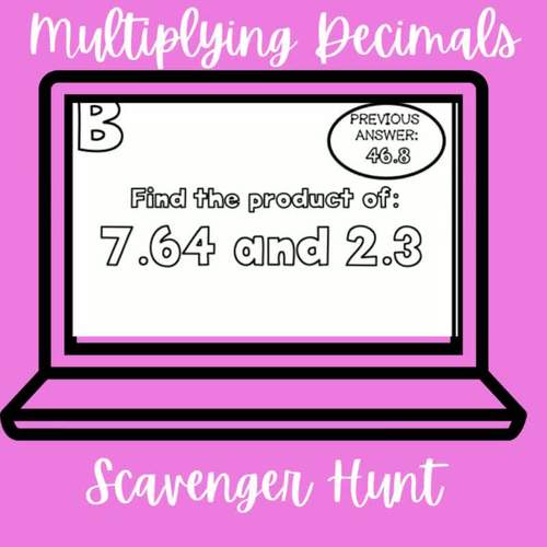 NO PREP 6th grade Multiplying Decimals Scavenger Hunt and Task Cards