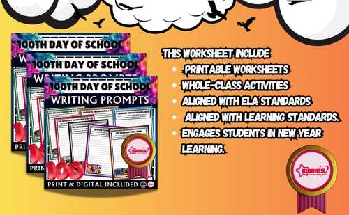 100th Day of School Picture Writing Prompt Activities 3rd,4th,5th,6th ...