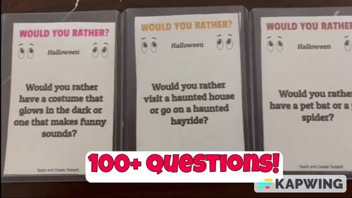 Would You Rather Cards for Halloween Conversation Questions FREE SAMPLE