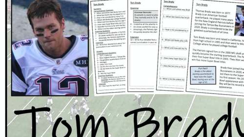 Tom Brady Close Reading Comprehension Activity | 3rd Grade & 4th Grade