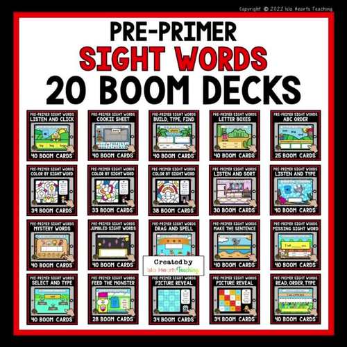 Pre-Primer Sight Words Bundle (BOOM Cards™ - 20 Decks) Digital Activities