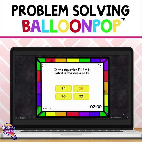 4th Grade Problem Solving Digital Math Review Games BalloonPop™ | TPT