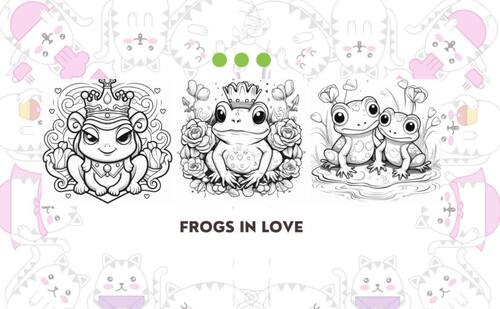 frog cartoon love coloring pages