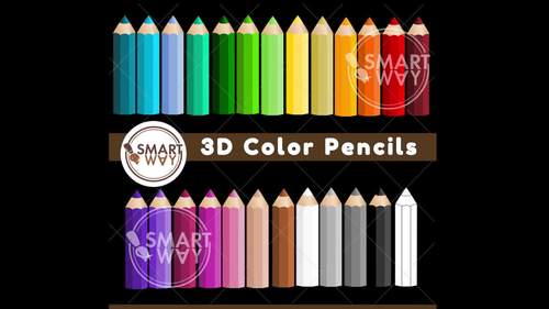 3D Pencil Colors - 24 colors and 1 outline by Smart Way | TpT