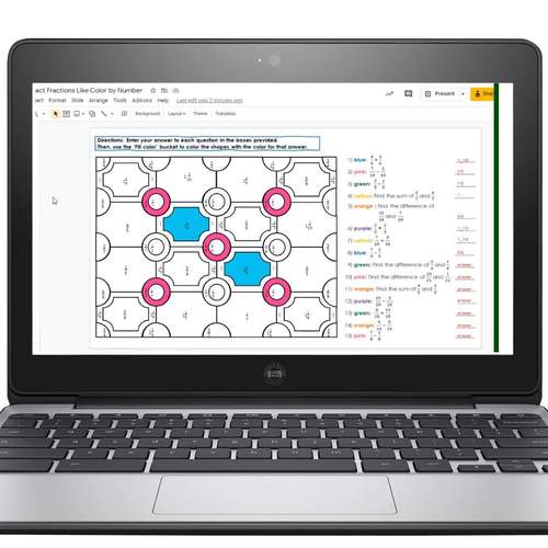 Adding & Subtracting Fractions with Like Denominators Color by Number ...