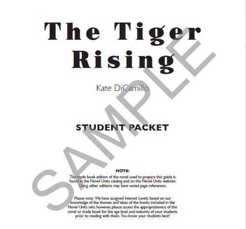 The Tiger Rising Novel Units® Student Packet Novel Study | TPT