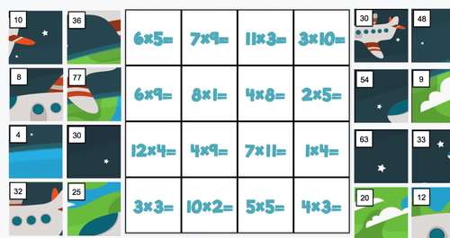 Digital Math Facts Puzzle (Multiplication 1 - 12 review) for Distance ...