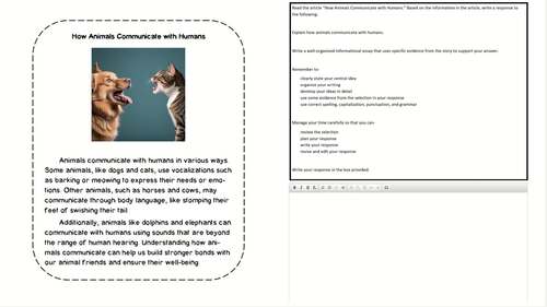 STAAR ECR Essay Practice Prompt/Assessment - How Animals Communicate ...