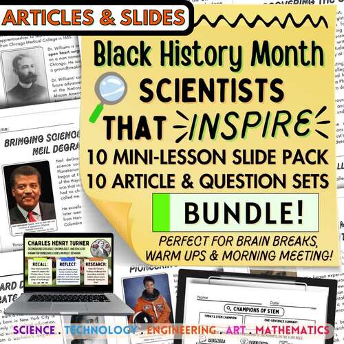 Black History Month Science STEM Lesson Slides Passages BUNDLE BHM ...