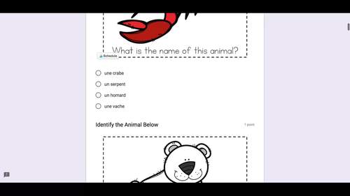 French Animals – Digital Quiz – Les Animaux Distance Learning | TPT