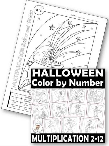 Multiplication Color by Number Times Tables Halloween by Catch-Up Learning