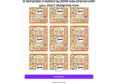 Editable Spring Break Gift Tags | Happy Spring Break Student Cards | Canva