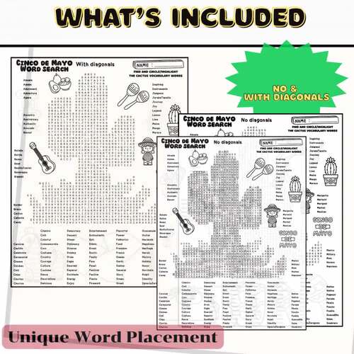 Giant Cinco de Mayo Mexican Hard Word Search Collaborative Poster ...