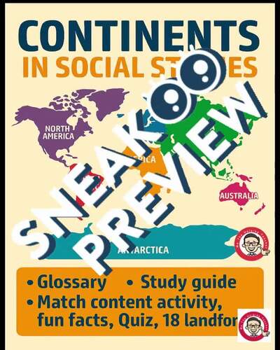 Social Studies The World Continents and Landforms Study Guide ...