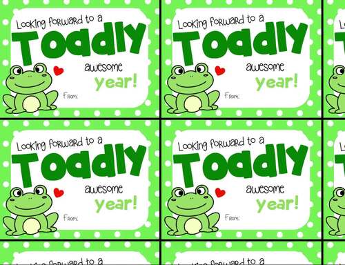 Toad-Themed Beginning of Year Gift Tag- Looking forward to a Toadly ...