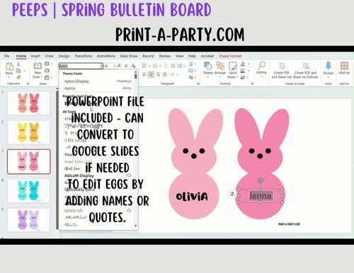 Peeps Theme Bulletin Board Decor Kit - Customize Peeps to add names or ...