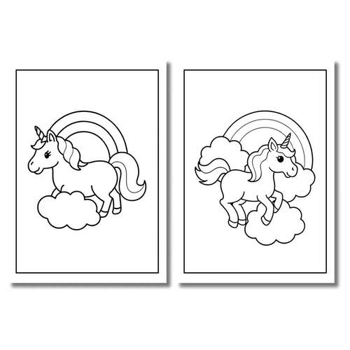 Cute Unicon Coloring Page For Kids Kawaii Zoo Animal For Kindergarten ...