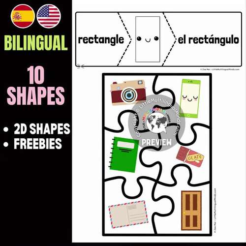 2D Formas: Spanish English 2D Shapes Vocabulary Game Puzzles - PreK ...