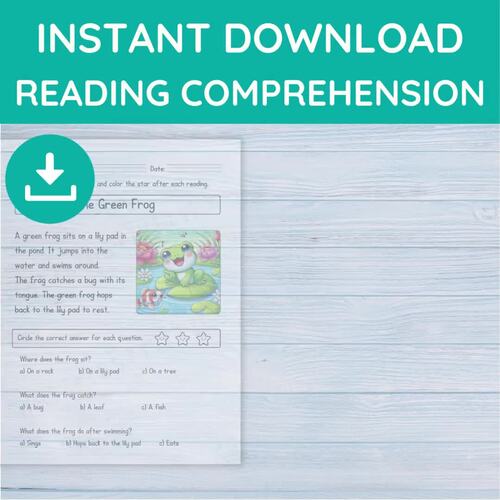 NO PREP Reading Comprehension Worksheets Short Stories, Kindergarten ...