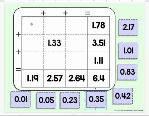 Adding 2-Digit Decimals Logic Puzzle Activities - print and digital