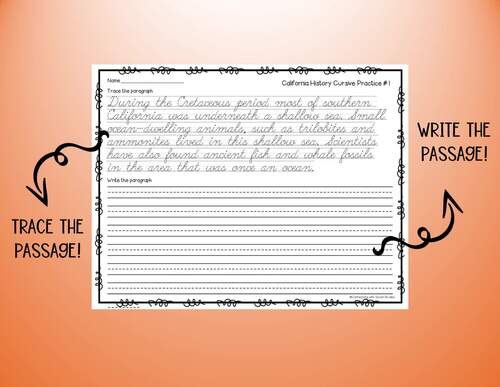 California Social Studies History Cursive Practice | TPT