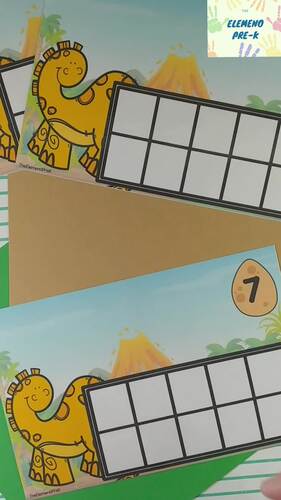 Dinosaur 10 Frames Math Center Bin by ElemenoPreK | TPT