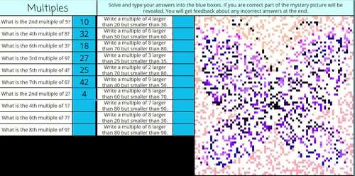 Multiples 4th Grade Math Pixel Art | 4.OA.4 by Pick Up and Go Resources