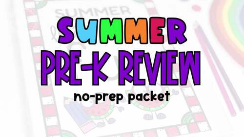 Pre-K Review Summer Packet No Prep, Kindergarten Readiness Summer ...
