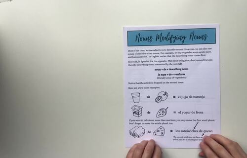 Nouns Modifying Nouns with Food Vocabulary by SinginSeñorita | TPT