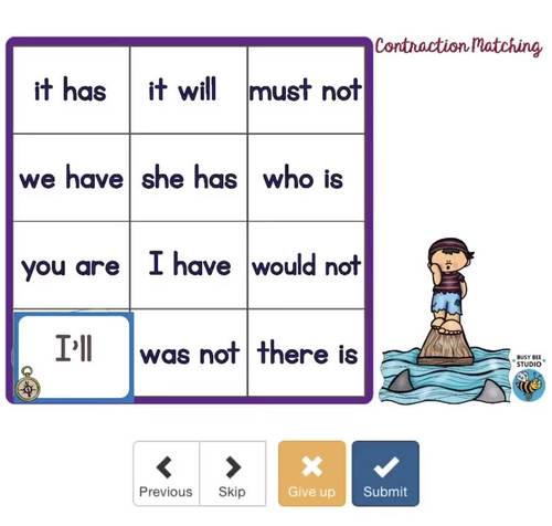 CONTRACTIONS WITH IS NOT GAME BOOM CARDS ESL GRAMMAR WARM UPS ...
