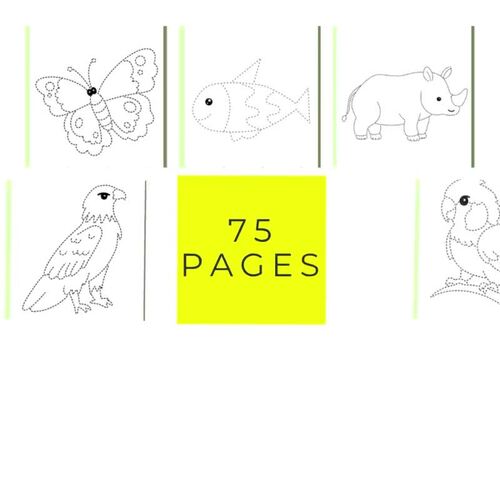 Animals Trace & Color Worksheet for Pre-School Age,(Pre-writing skills)