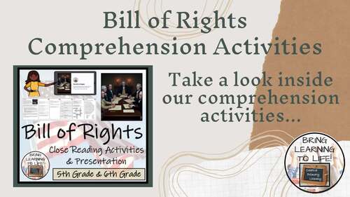 Bill of Rights Close Reading Comprehension Activities | 5th Grade & 6th ...