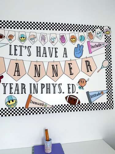 Back to School PE Bulletin Board | Retro Theme | TPT
