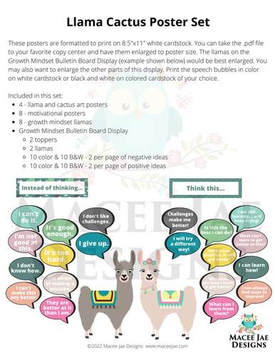 Llama Cactus Instant Download Printable Posters 2.0 ***Bonus Bulletin ...
