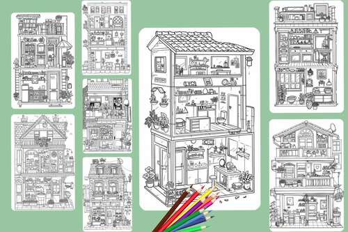 coloring pages inside of house