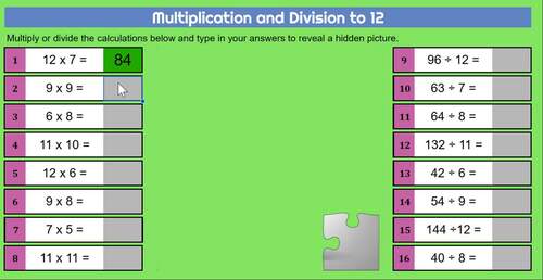 NO PREP-Digital Festive Owls Multiplication and Division to 12 Jigsaw ...