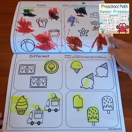 Math Worksheets for Pre-K - Summer - Morning Work, Independent Practice