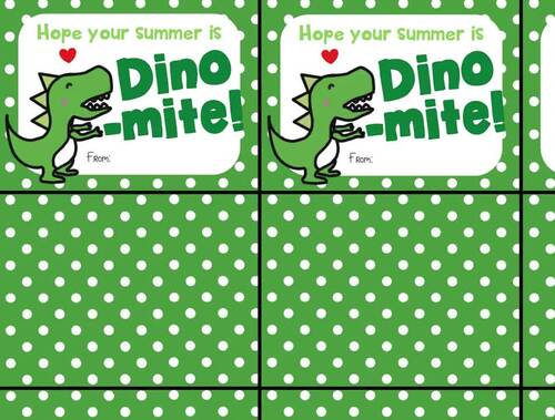 Dinosaur End of Year Gift Tag- Hope your summer is Dino-mite! | TPT