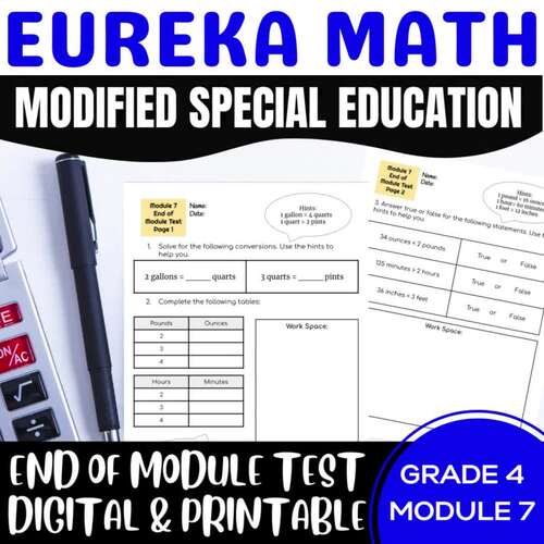 Special Education Engage NY {Eureka} Math Grade 4 Modified End of ...