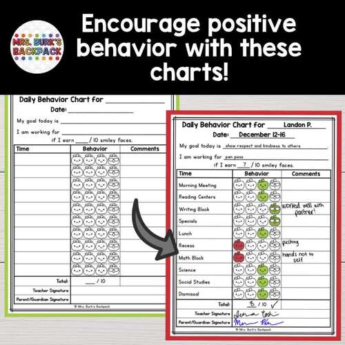 EDITABLE Daily & Weekly Positive Student Behavior Trackers / Smiley ...