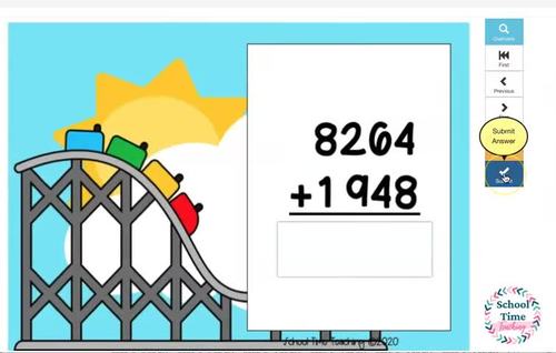 Addition with Regrouping 4-Digit Math BOOM Cards by School Time Teaching