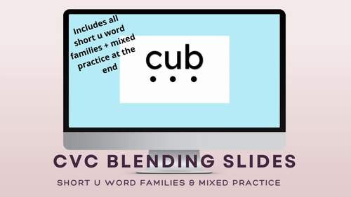 CVC Blending Practice Slides - Short u Word Families & Mixed Practice