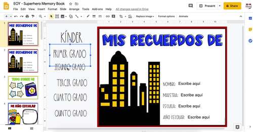 Digital Memory Book | SPANISH | Superhero by MM Bilingual | TPT