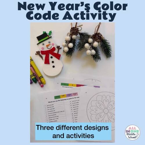 New Year Activities | Middle School | Reflection & Goals Color Code PDF ...